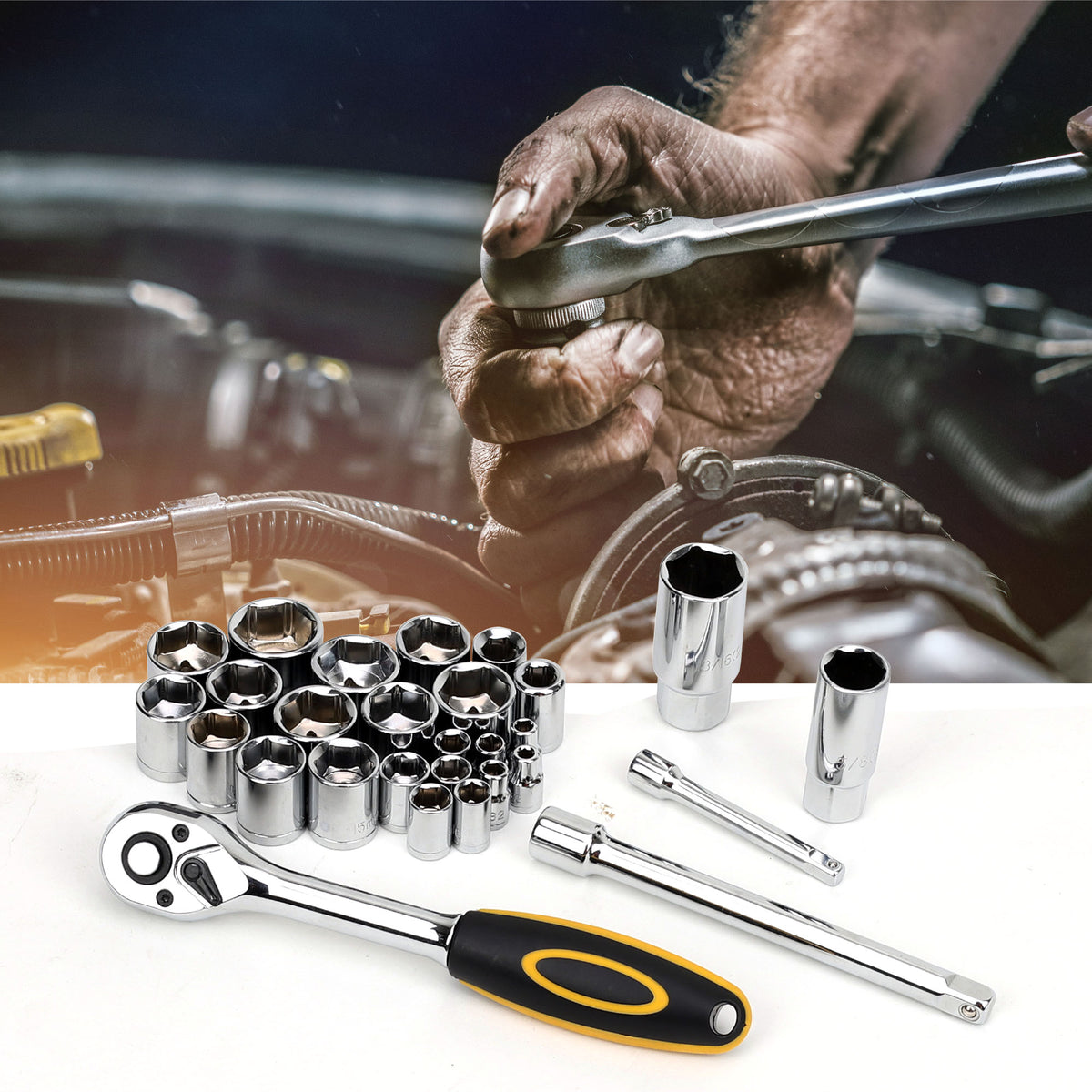 FASTPRO 2-piece Socket Wrenches 1/4" & 3/8" Drive, Quick-Release Drive ...